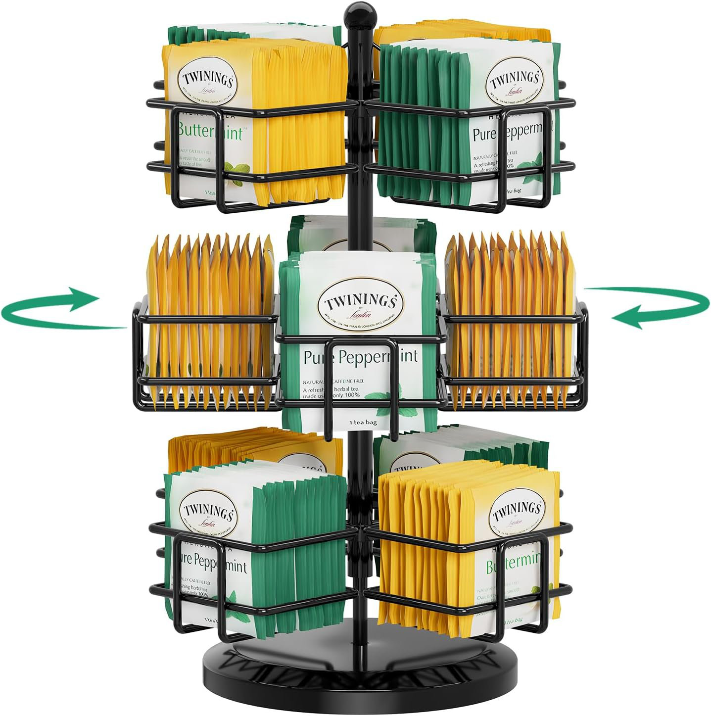 CHUANGWENYI Tea Bag Holder Organizer For Counter 3 Tier Metal Tea Bag ...