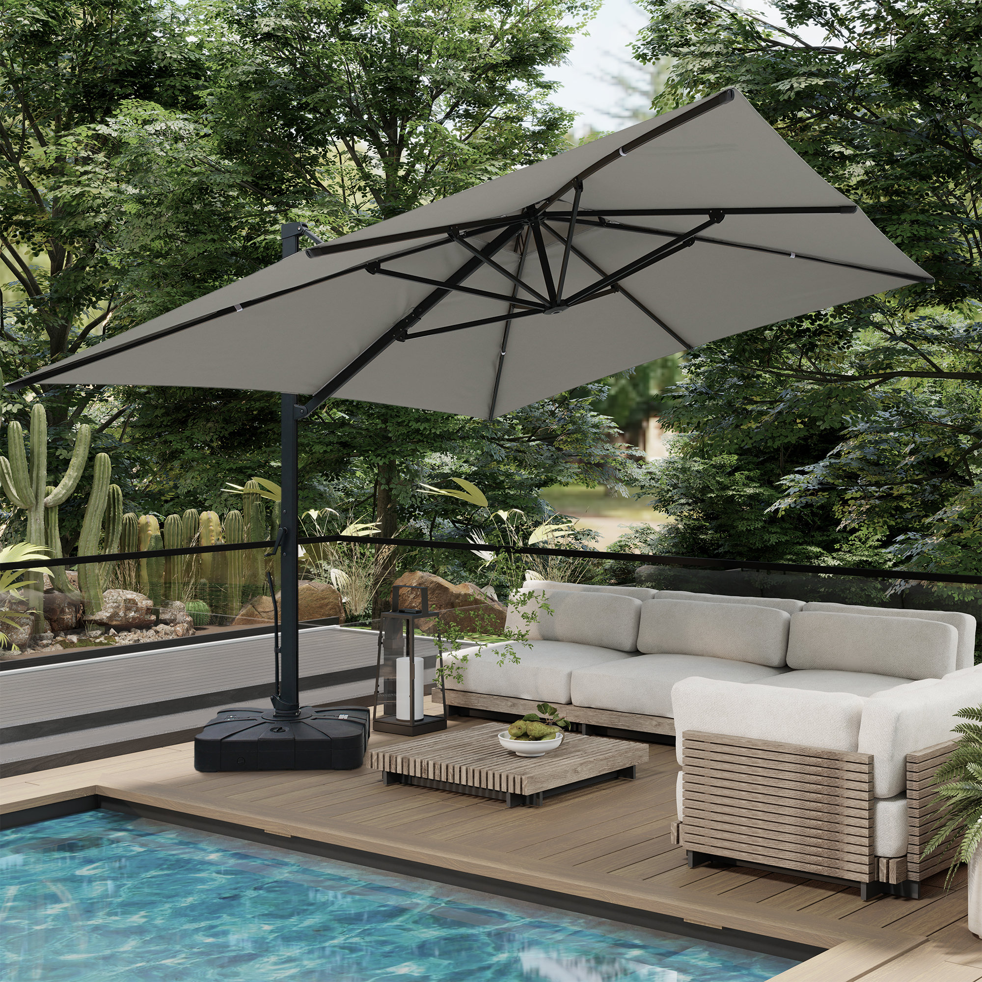 Orren Ellis Allisun 157.48'' x 118.11'' Rectangular Cantilever Umbrella ...