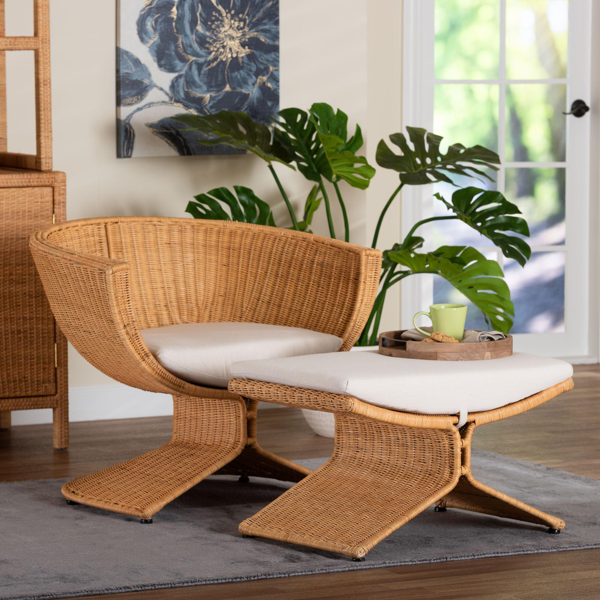 Dakota Fields Bali & Pari Reya Natural Rattan 2-Piece Living Room Set ...