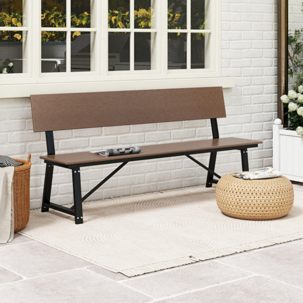 17 Stories 72 Inch Extra Long Bench With All-Weather HDPE Seat & Back ...