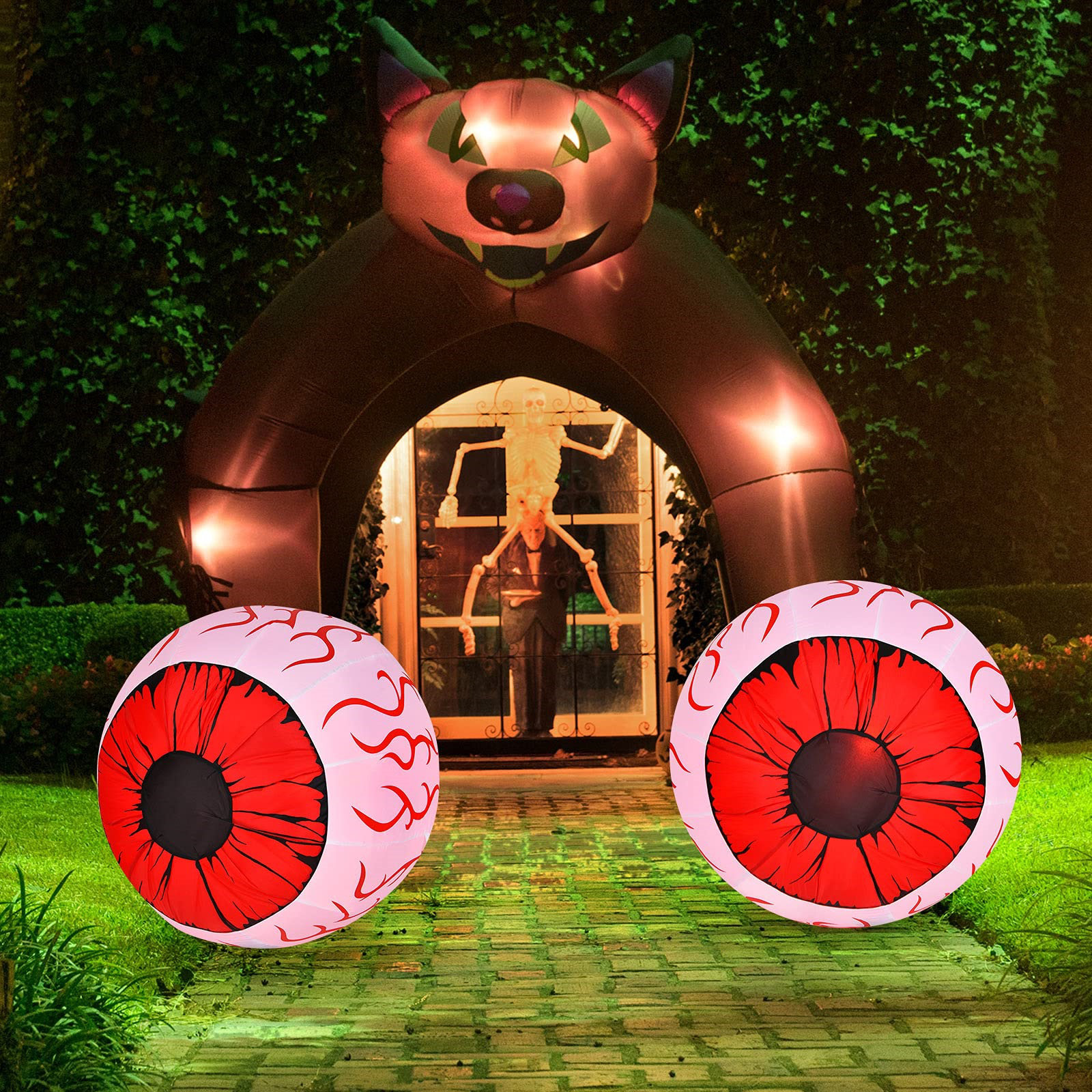 The Holiday Aisle® 2-pack 3ft light-up Halloween eyeballs with air ...