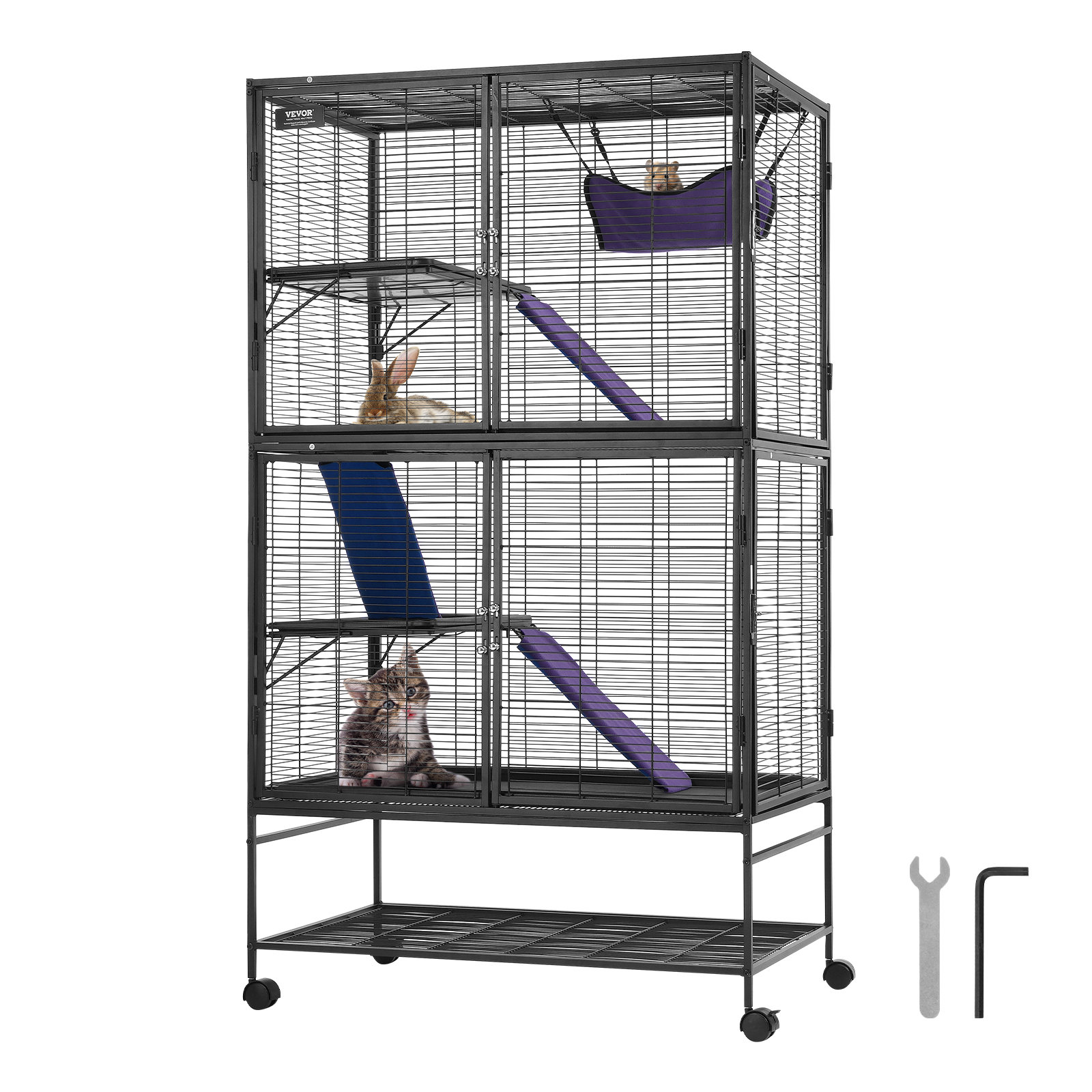 Tucker Murphy Pet™ 64.6" Metal Small Animal Cage 4-Tier Rolling Ferret ...