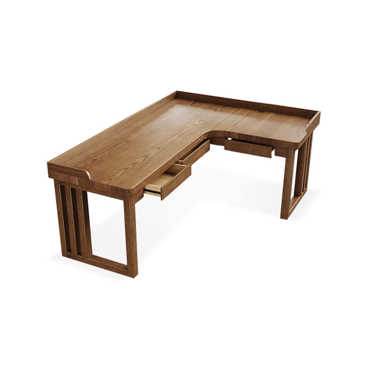 Wren Decors Brown L-Shaped Solid Wood With 3 Drawers Desks - Wayfair Canada