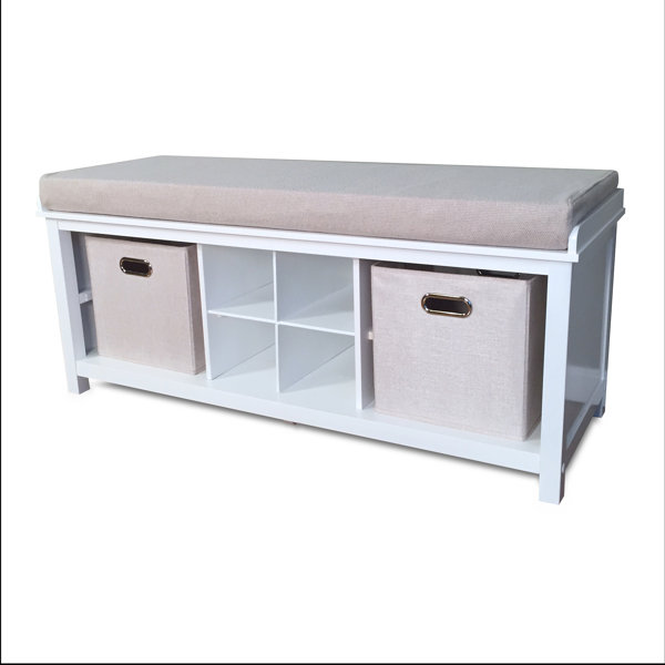 John Louis Home Solid Wood Entry Bench with Shoe Divider and 2-Bins ...