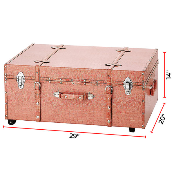 DormCo Texture Brand Designer Trunk with Wheels - Pink Snakeskin ...
