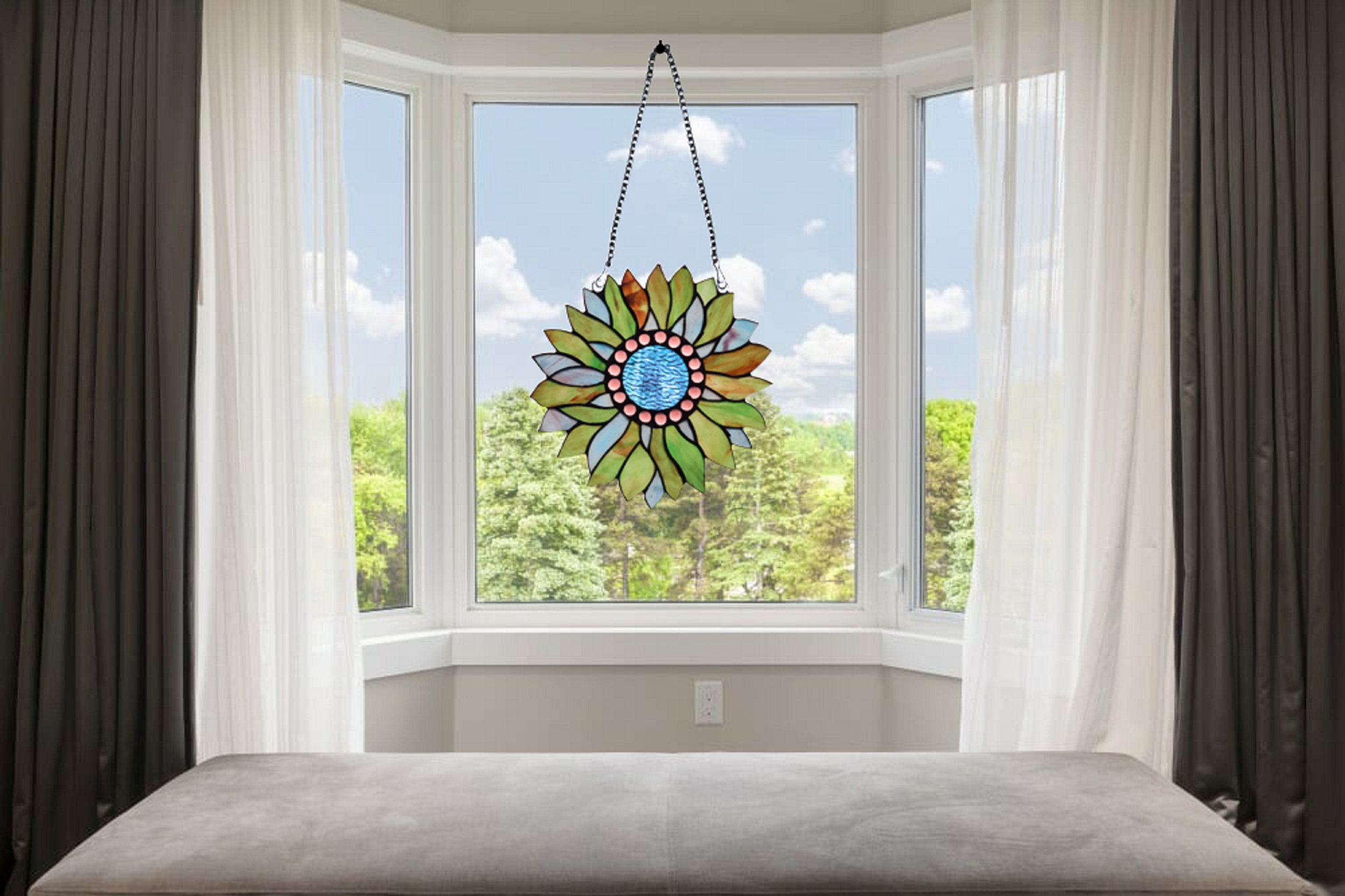 Gracie Oaks Stained Glass Window Panel & Reviews | Wayfair