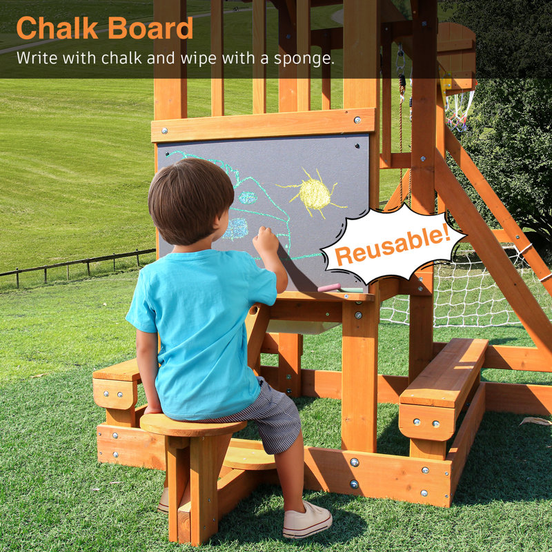 SuniBoxi Wooden Swing Set & Reviews | Wayfair