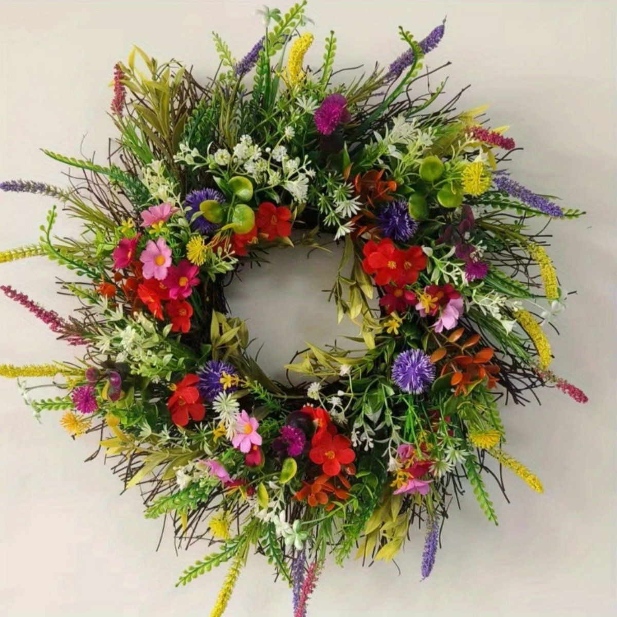 The Holiday Aisle® 17.7in Wildflower Wreath Spring/ Summer Wreath for ...