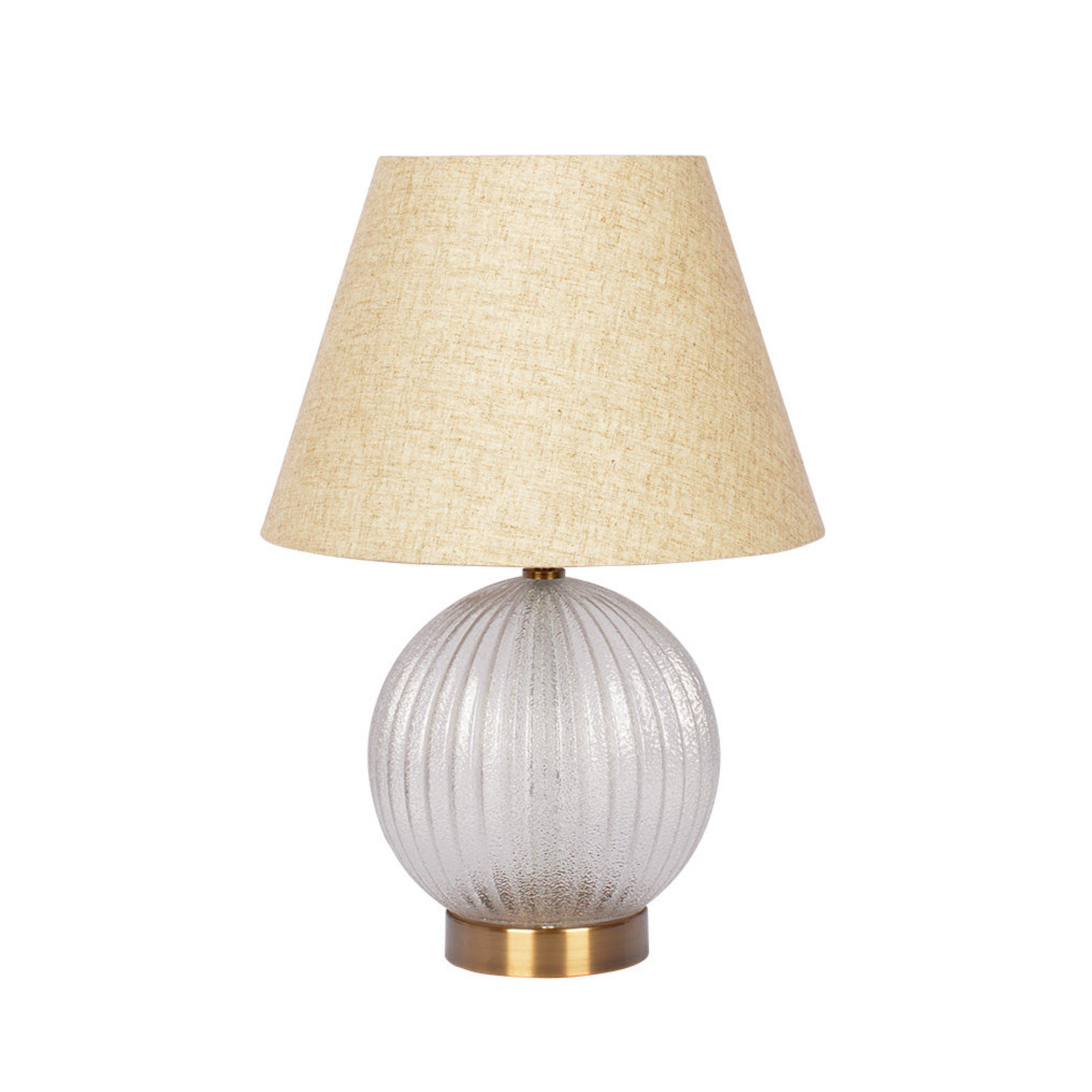 House of Hampton Serenity Round Ribbed Glass Lamp Base Clear Table Lamp ...