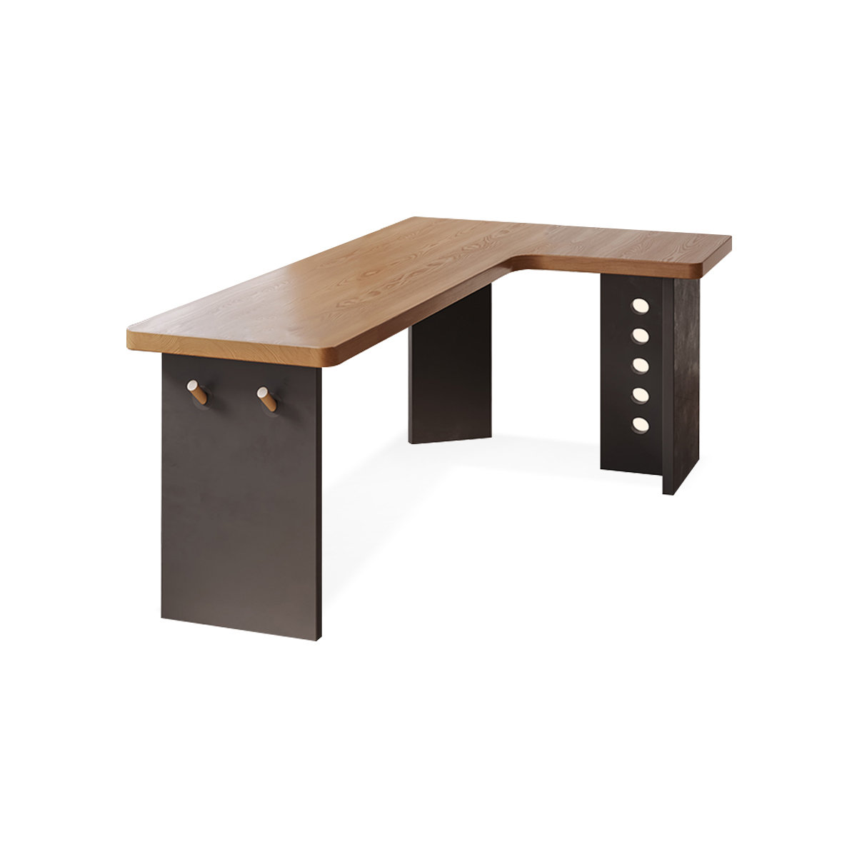 Wren Decors Brown L-Shaped Solid Wood + Iron desk | Wayfair