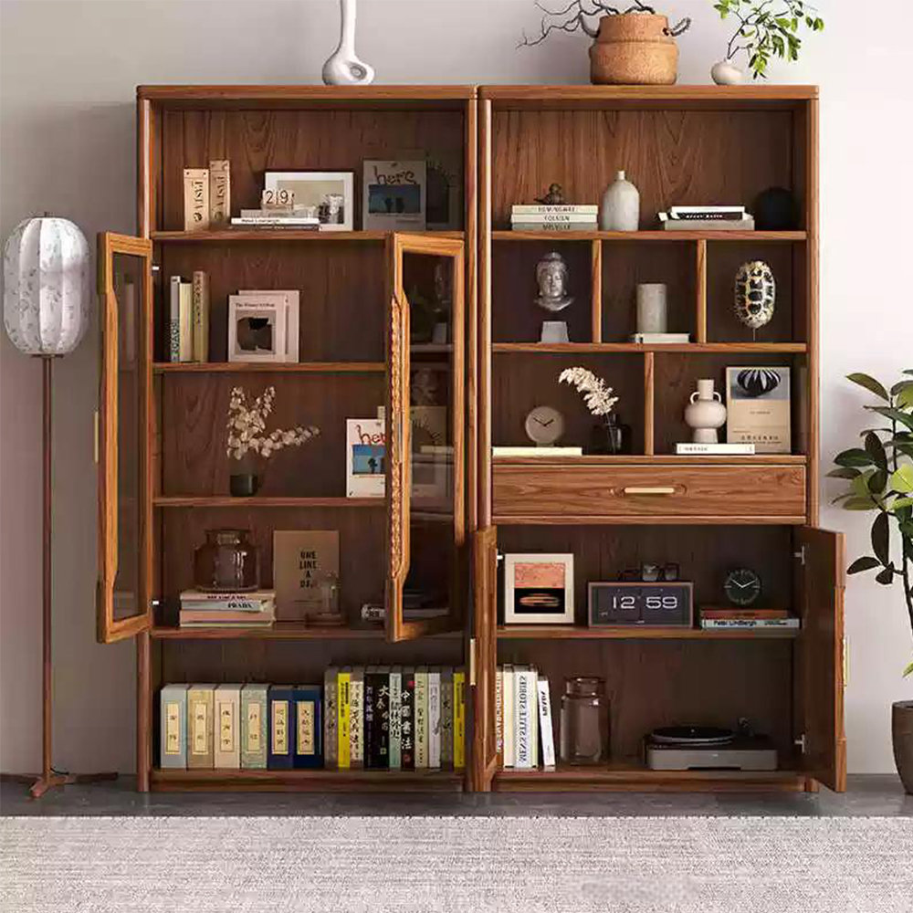 Parttlion Chinese style solid wood bookcase simple cabinet | Wayfair