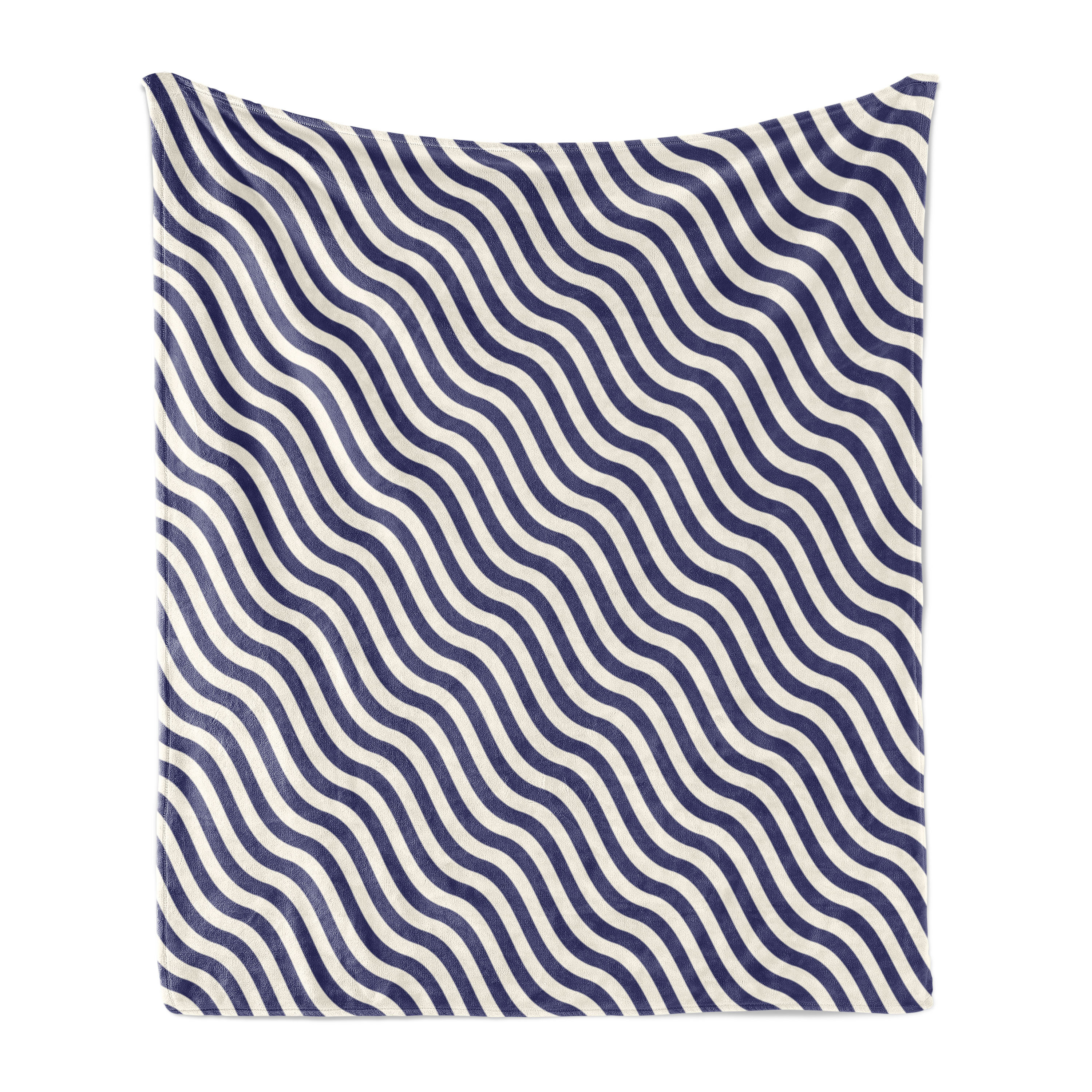 Ambesonne Navy Fleece Throw Blanket Wavy Stripes Dark Blue | Wayfair
