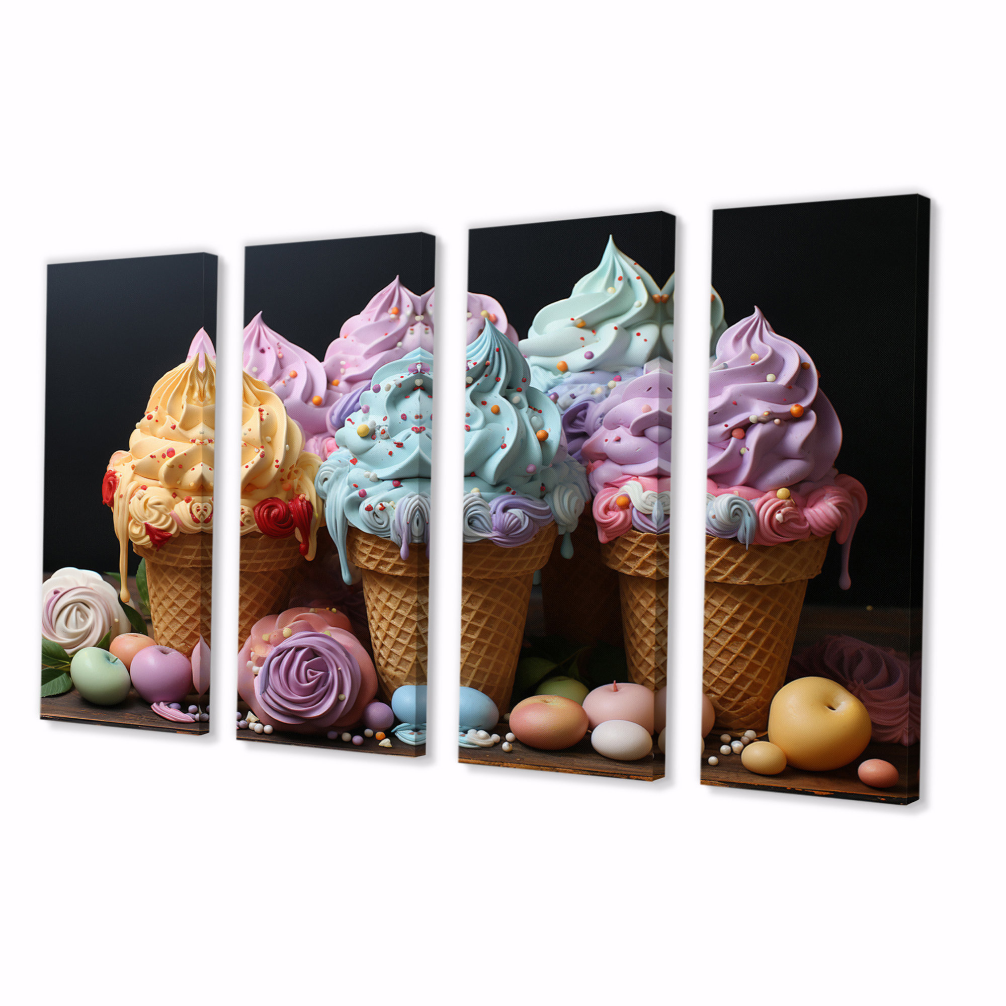 Design Art Food Ice Cream Pointillism I - Food & Beverage Canvas Print ...