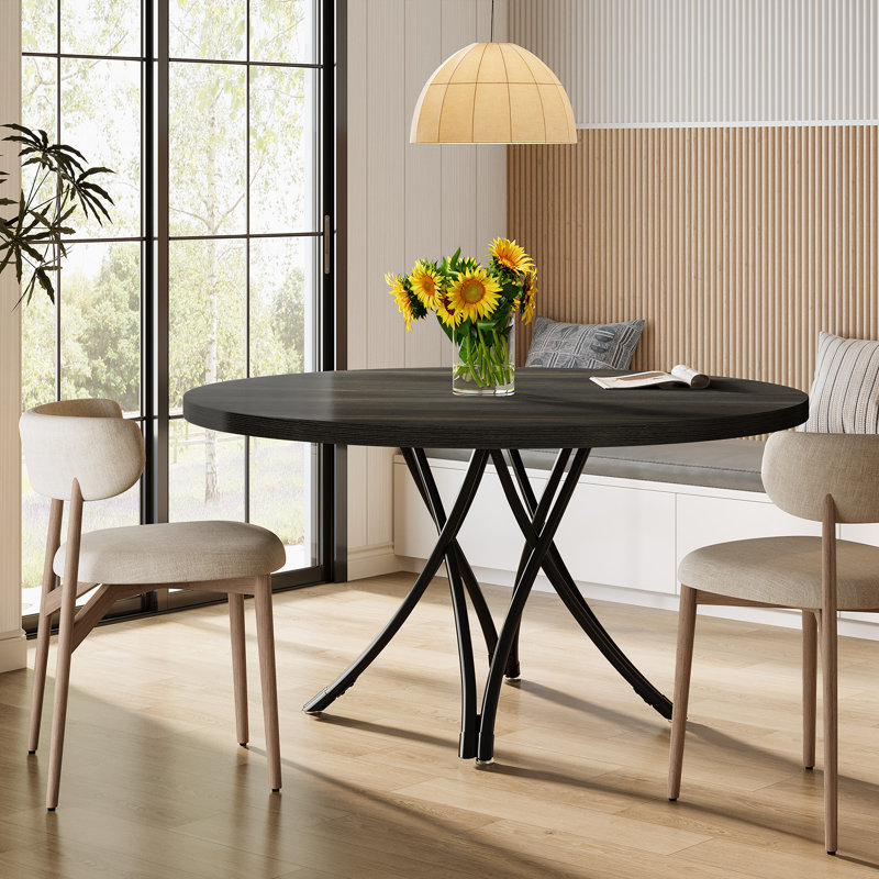George Oliver 47-Inch Black Round Dining Table | Wayfair