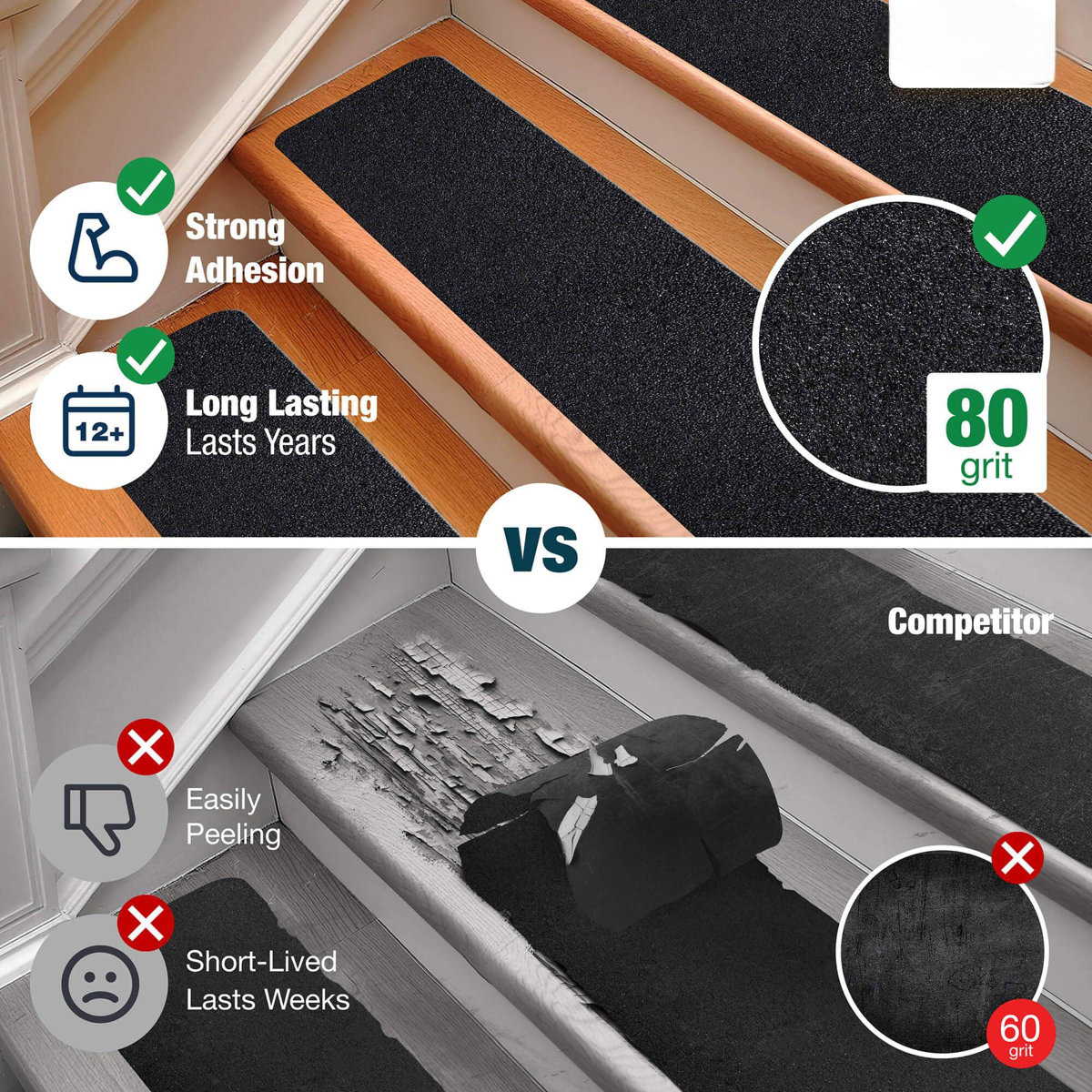 Latitude Run® Outdoor Stair Treads Non Slip 30" X 6" - 12-Pack Weather ...