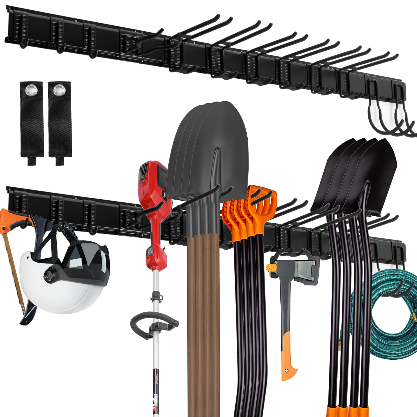 Glorbu Wall Mount Garden Tool Organizer 4 Rails 12 Hooks | Wayfair