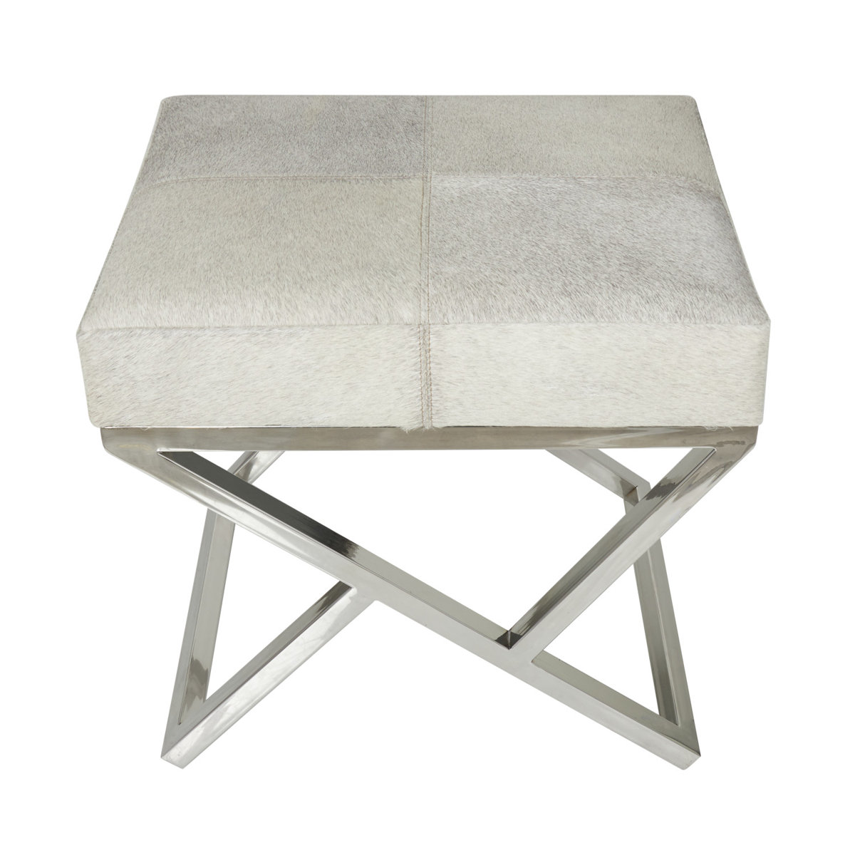 Orren Ellis Cayden Leather Geometric Light Gray Stool with Angled ...