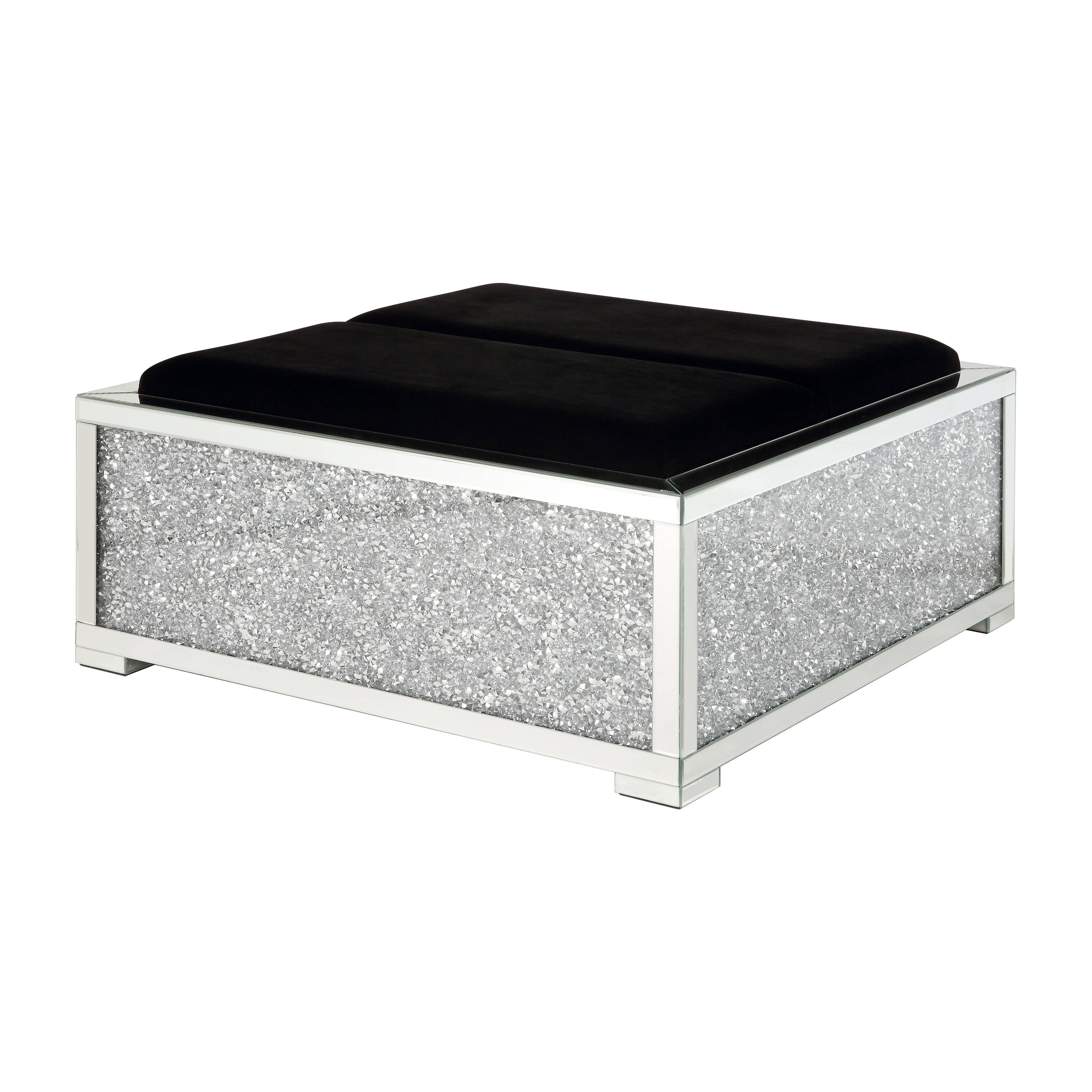 Everly Quinn Ottoman w/Storage, Mirrored & Faux Diamonds - Wayfair Canada