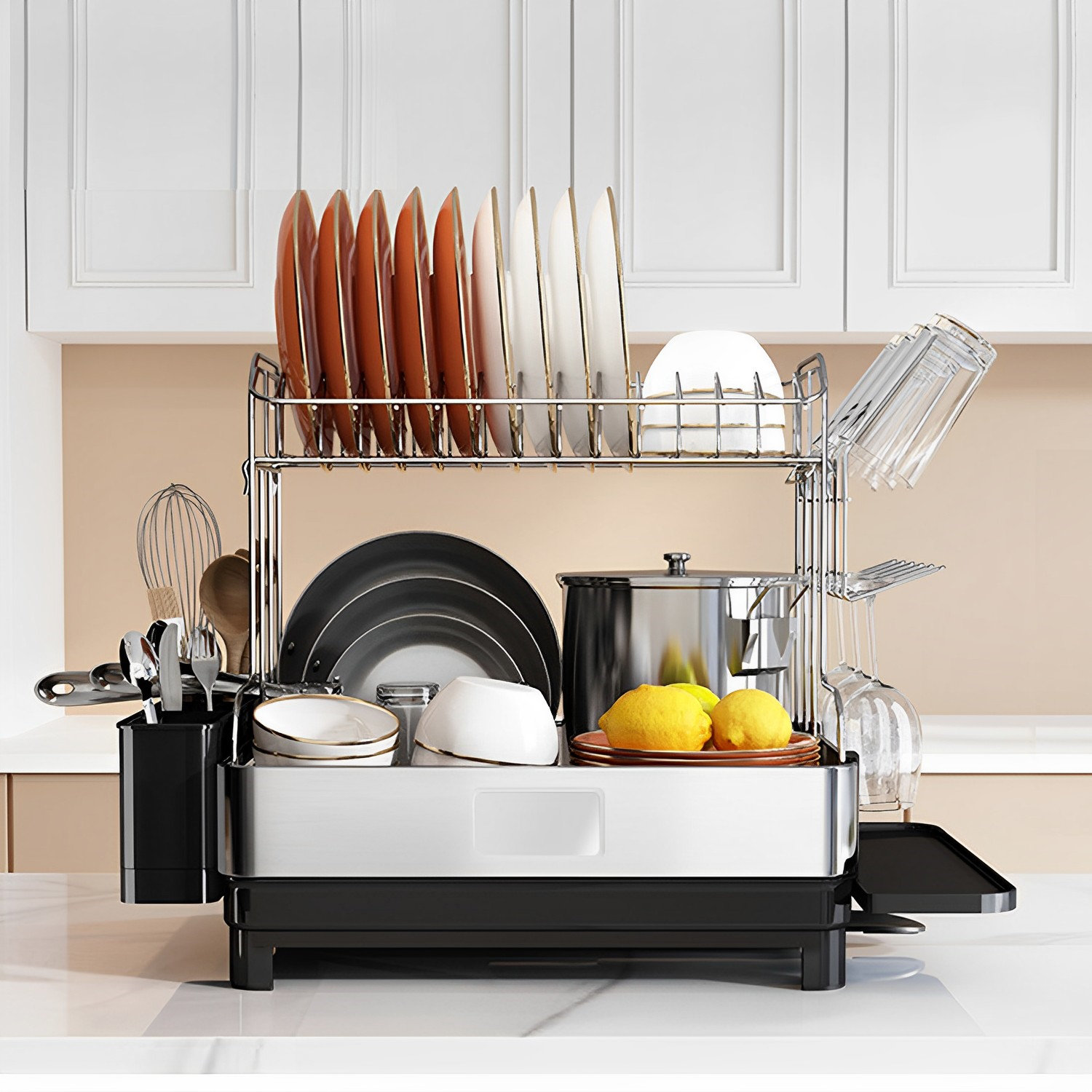 lamerdata Stainless Steel Two Tier Drainer Rack Stainless Steel Two ...