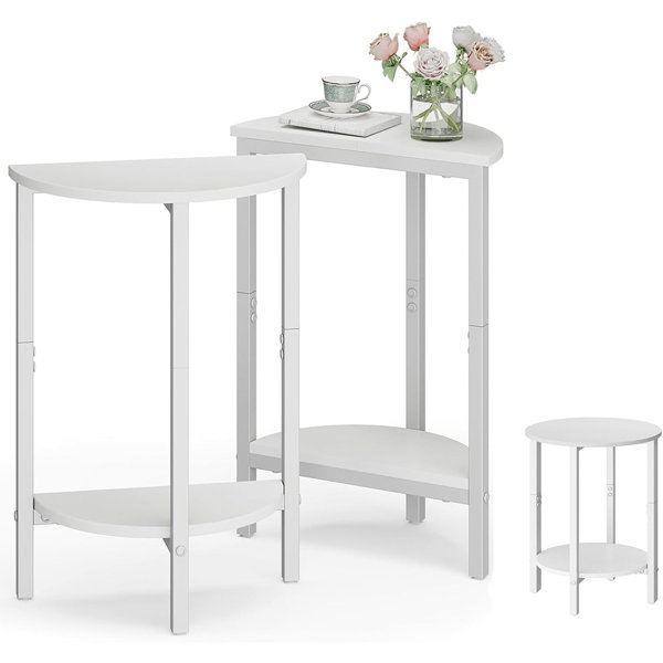 17 Stories Small Round Half-Moon End Tables, Thin Accent Sofa Tables ...