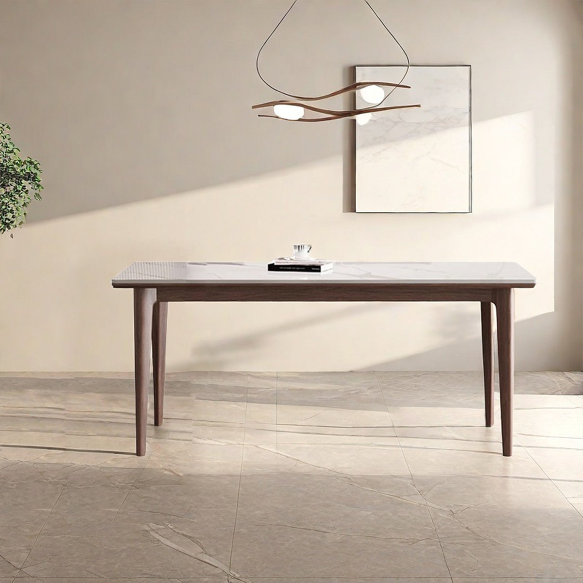 Sleek Surface Designs Modern creamy style rectangular rock table | Wayfair