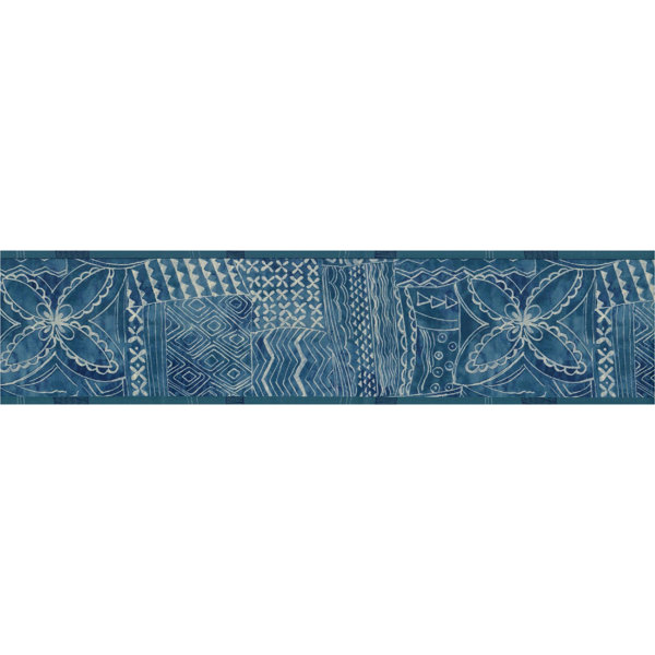 Bungalow Rose Otar Shibori Indigo Border | Wayfair