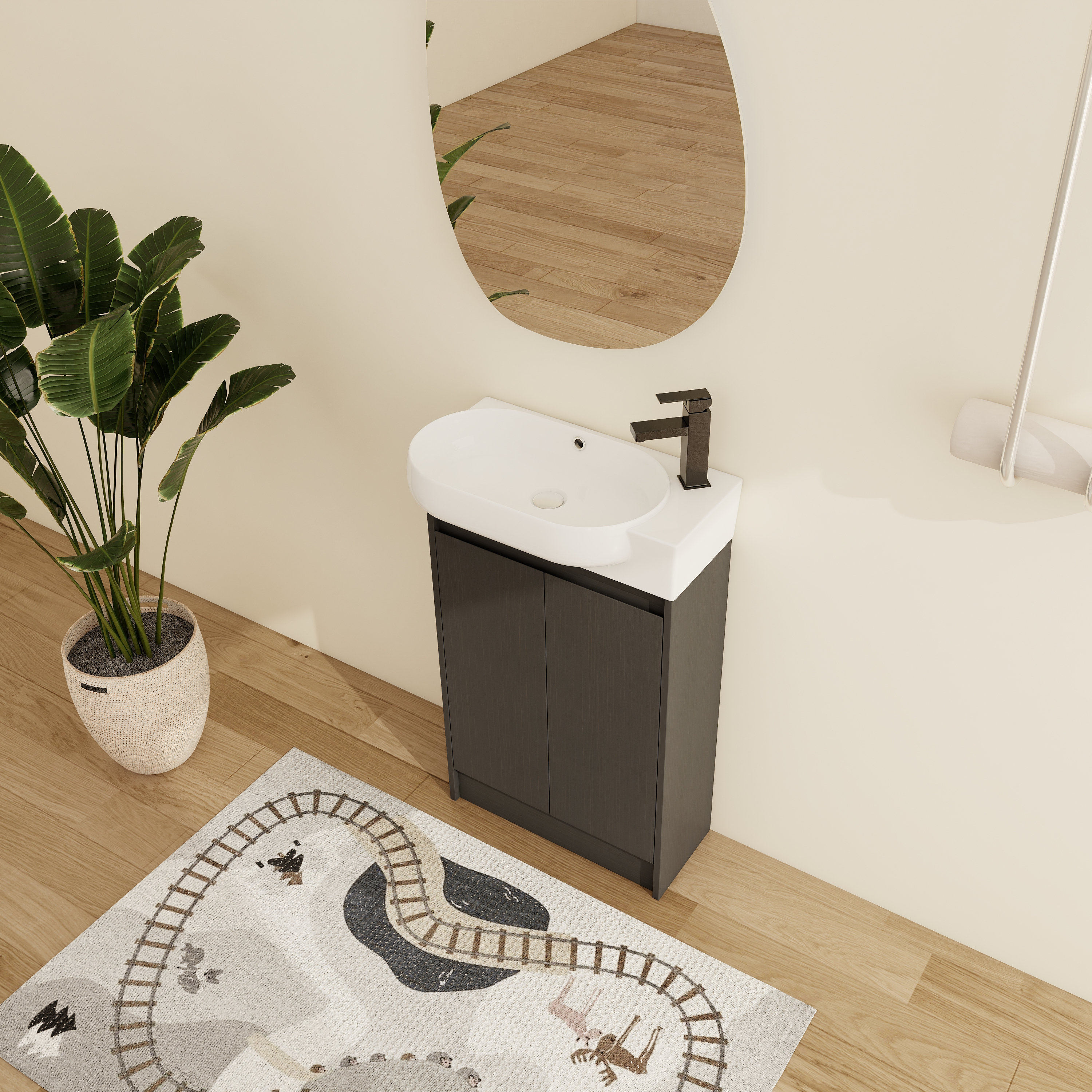 Ebern Designs 23'' Free standing Single Bathroom Vanity With Ceramic ...