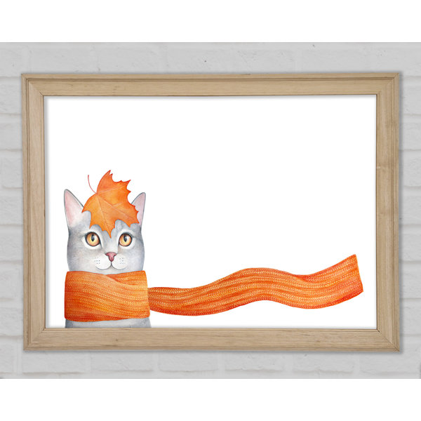 Rosalind Wheeler Cat With An Orange Scarf - Single Picture Frame Print ...