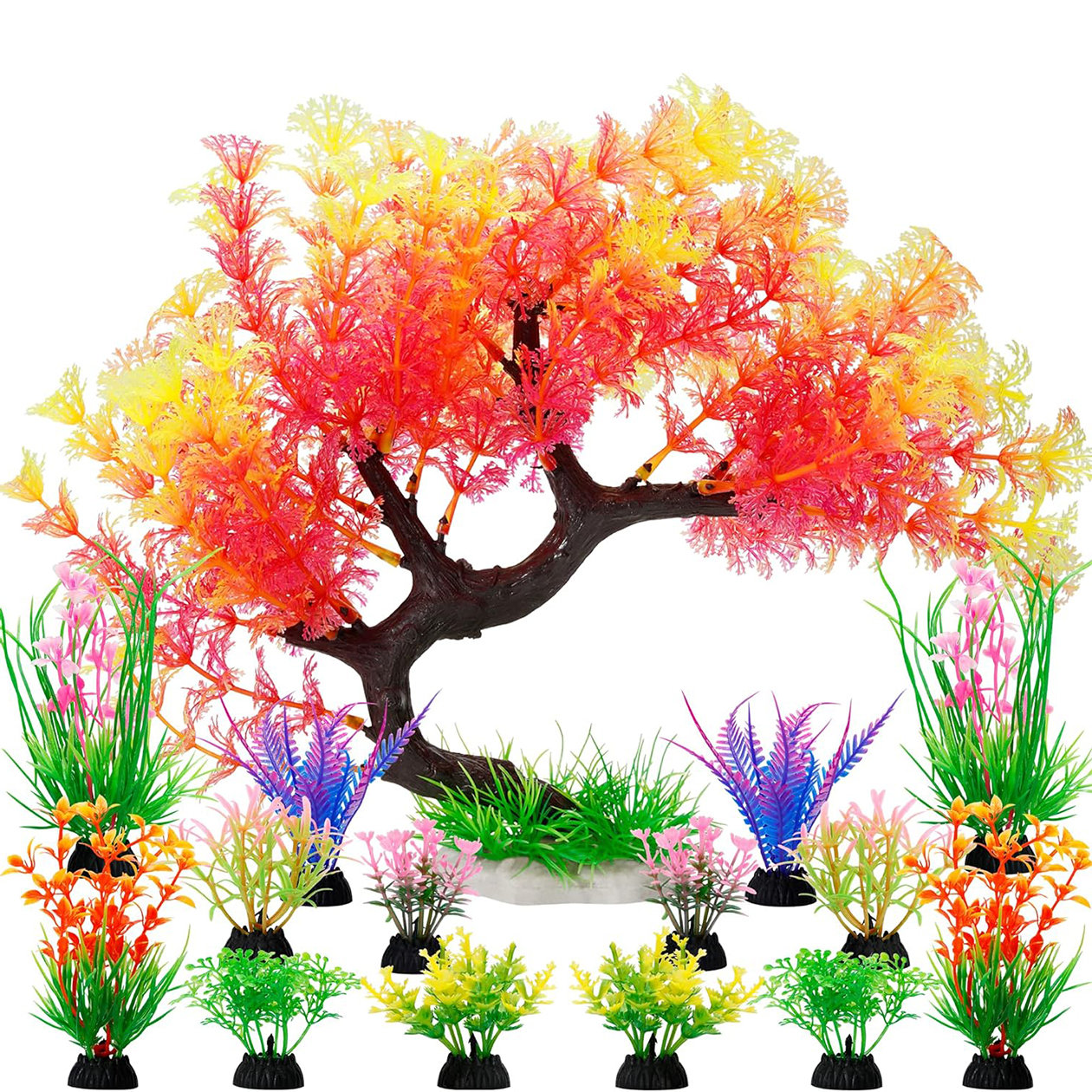 Dakota Fields Pink Artificial Aquarium Plants Tree Set for Fish Tank ...