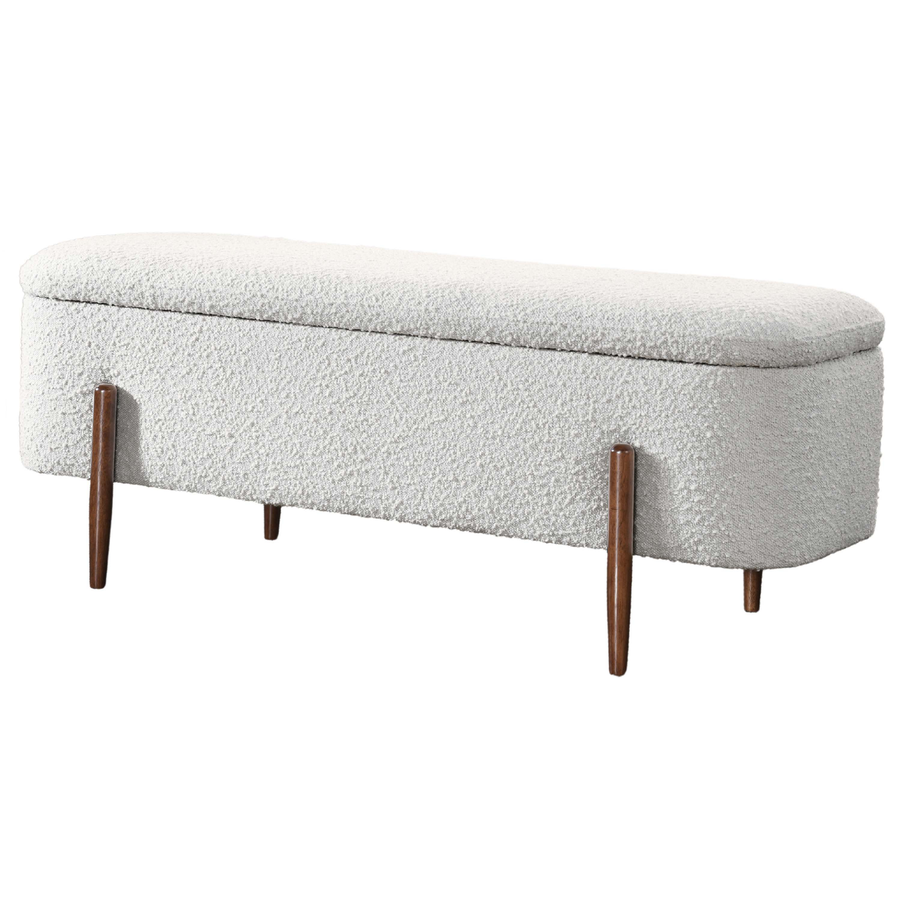 Corrigan Studio® Sarna Ivory Boucle Storage Bench | Wayfair