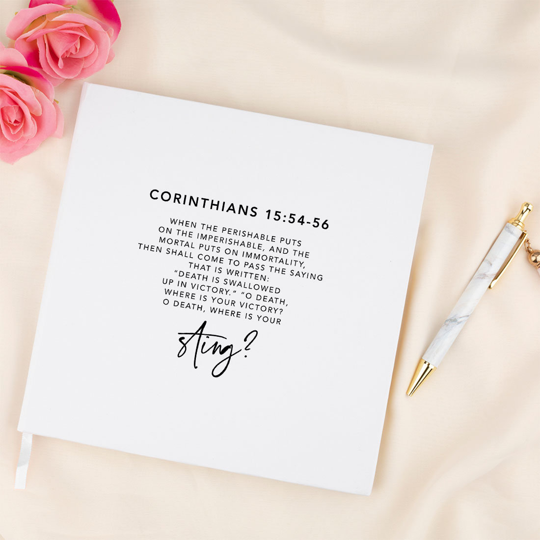 Koyal Wholesale Memorial Biblical Corinthians 15:54-56 Guest Book ...