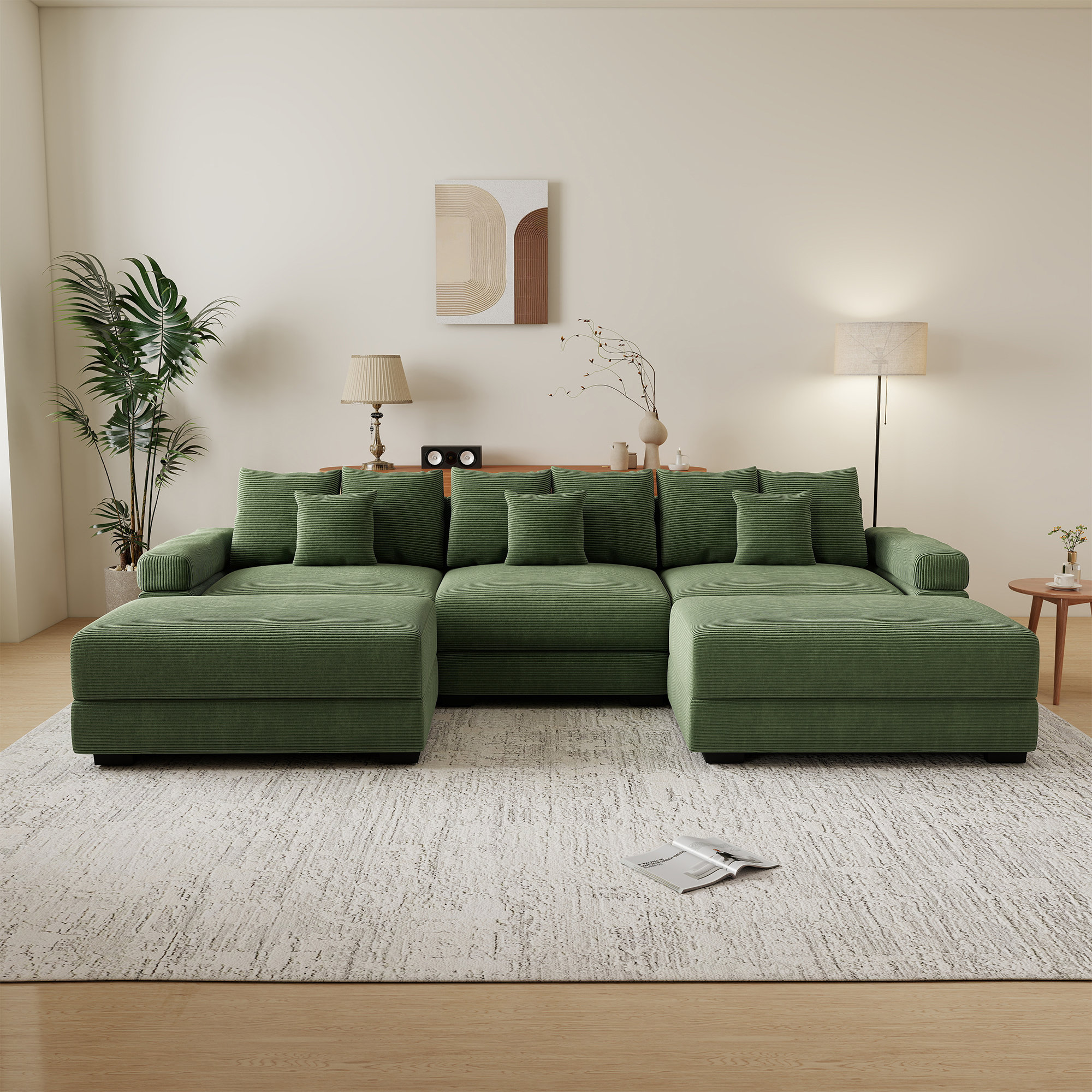 Latitude Run® 130" Oversized Cloud Modular Sectional Couch,u-shape ...