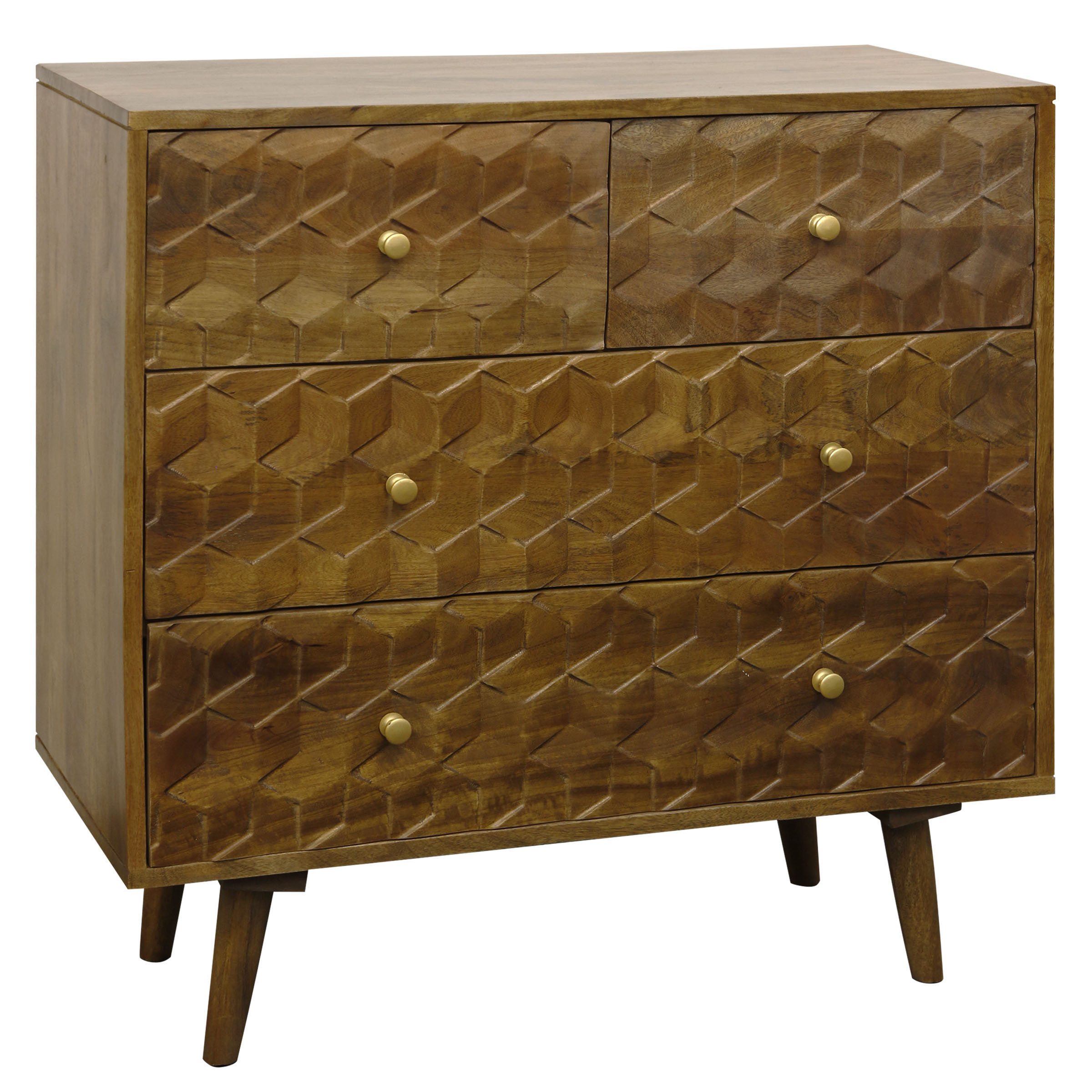 StyleCraft Home Diamond Cube Chest - Four Drawers - Solid Mango Wood ...