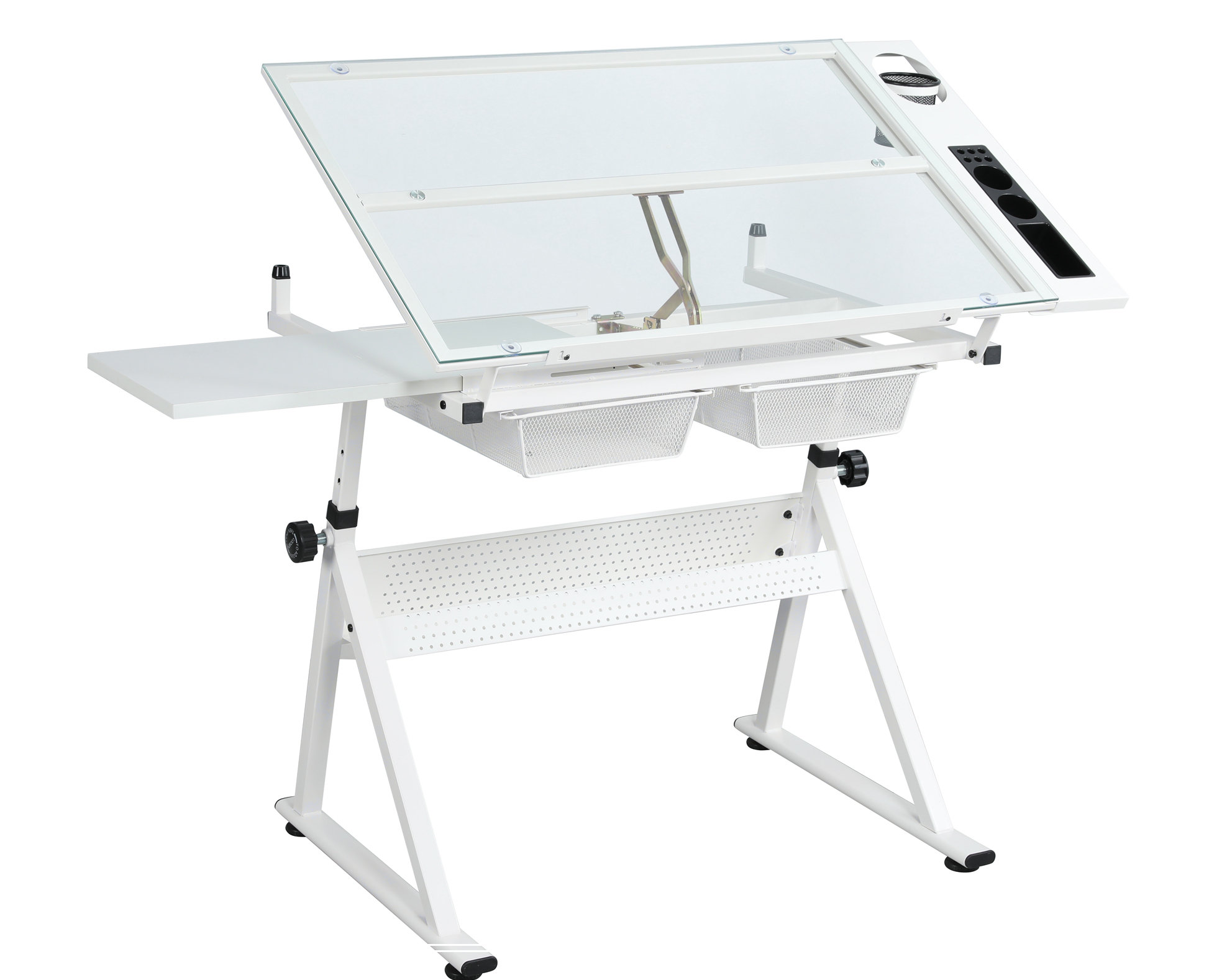 Latitude Run® adjustable tempered glass drafting printing table with ...