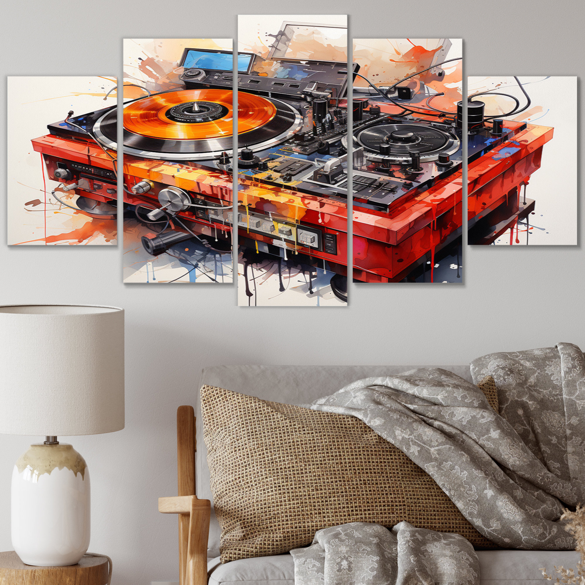 Design Art Abstract Turntables Music Boom Boxes II - Music Wall Art ...