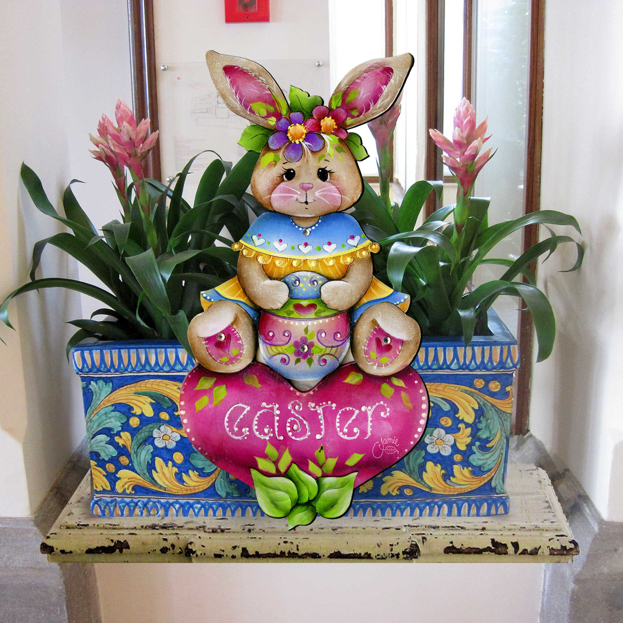 Designocracy Handcrafted Easter Bunny Wooden Door Hanger – Rustic ...