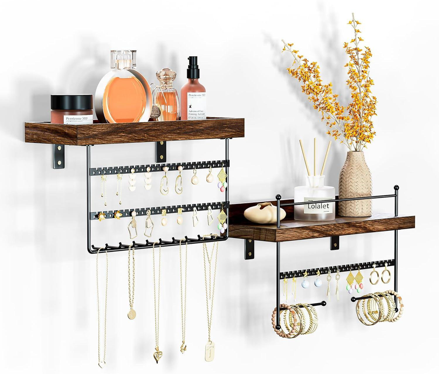 17 Stories Hanging Jewelry Organizer Wall Mount Jewelry Organizer With ...