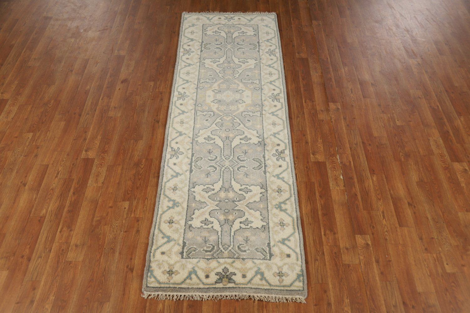 Wildon Home® Gray Wool Oushak Indian Runner Rug 3x8 | Wayfair