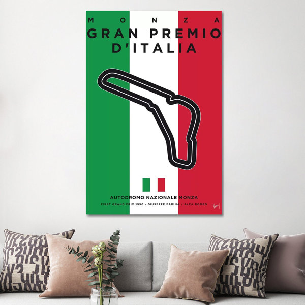 Happy Larry F1 Monza Race Track Minimal Poster by - Wrapped Canvas ...