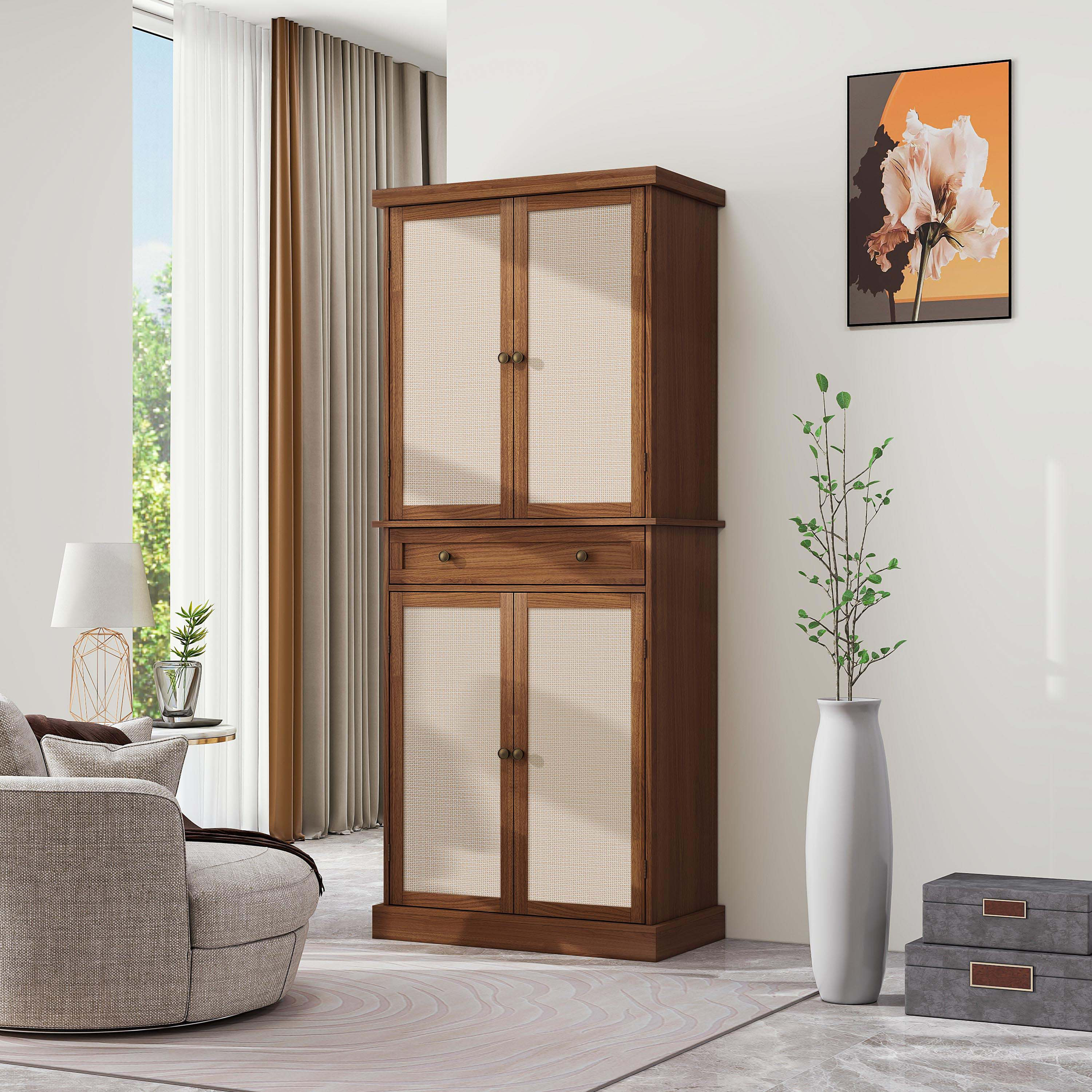 Bay Isle Home™ 4 Door Cabinet with 1 Drawer, with 4 Adjustable Inner ...