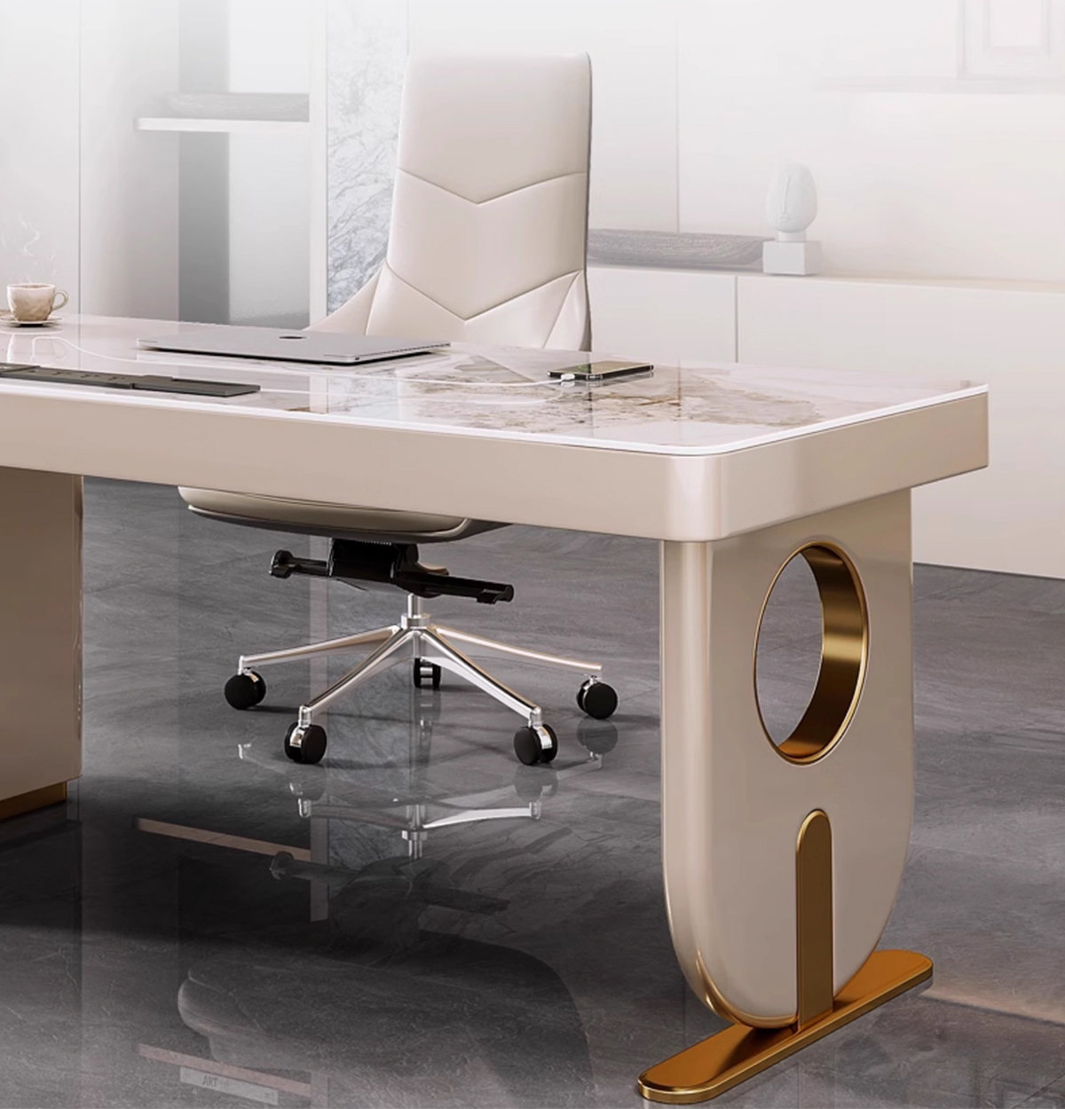 Stella Trek Sintered Stone Tabletop Executive Desk with Storage Cabinet - Wayfair Canada