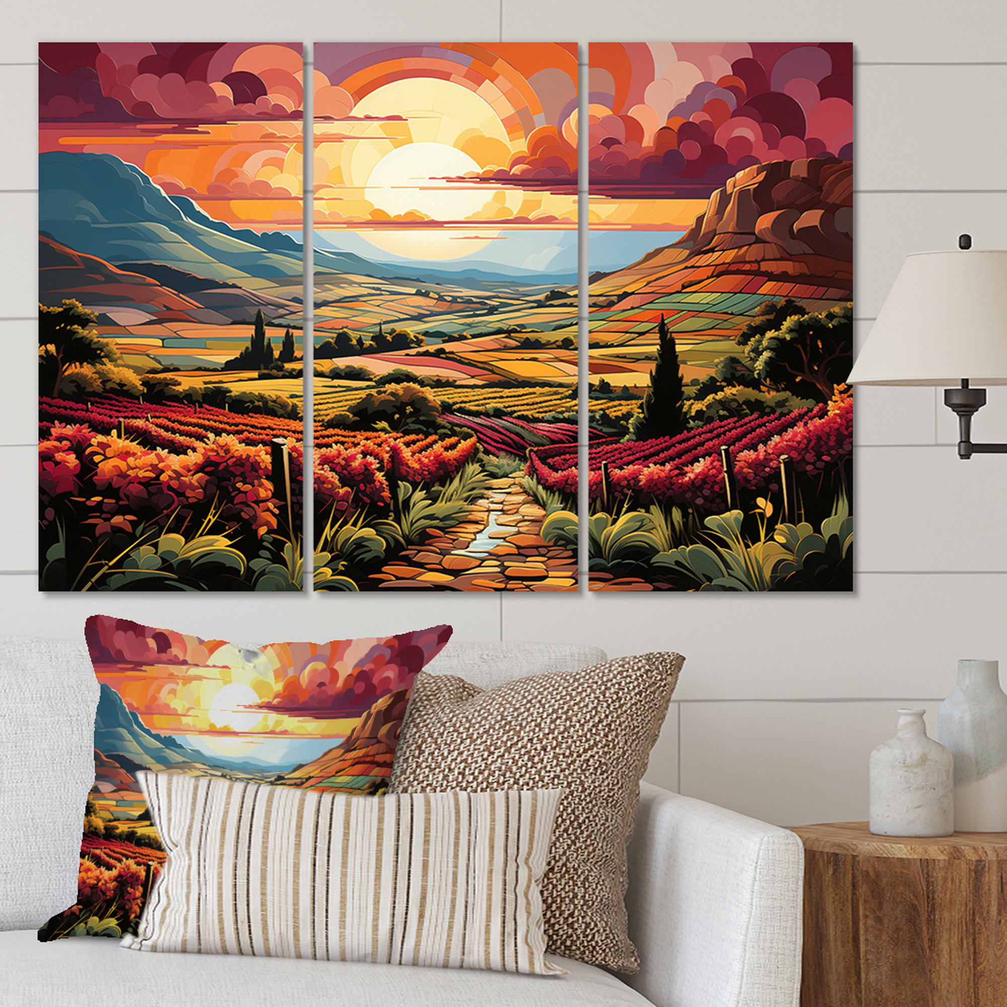 Millwood Pines Vineyard Sunset Rows Of Ruby Landscape II On Canvas 3 ...