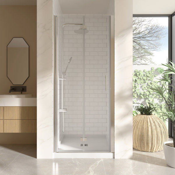 ACE DECOR 32-33 3/8'' W X 72''H Bifold Frameless Glass Shower Door ...