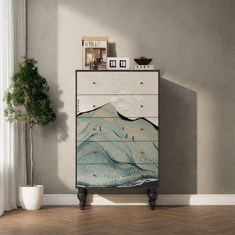 DURBIL Walnut Wood Storage Cabinet with Drawers | Wayfair