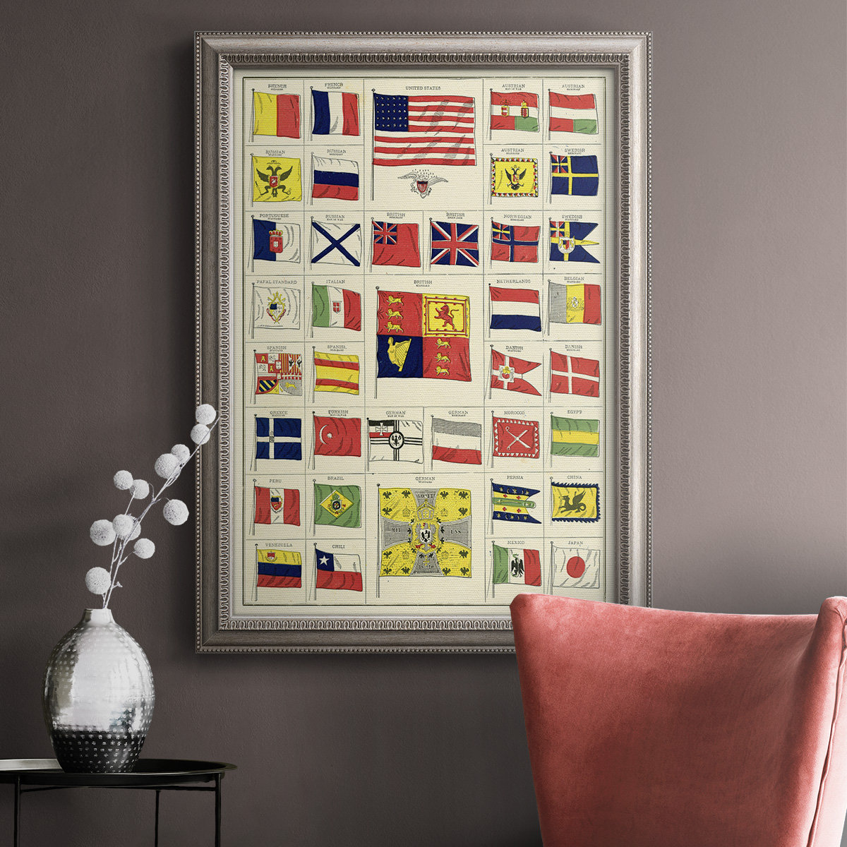 Winston Porter Flags of All Nations II - Picture Frame Print on Canvas ...