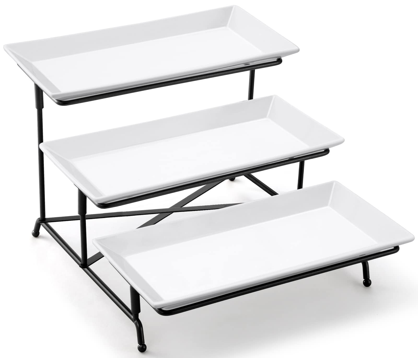 Latitude Run® 3 Tier Serving Tray Set Porcelain Tiered Serving Trays ...