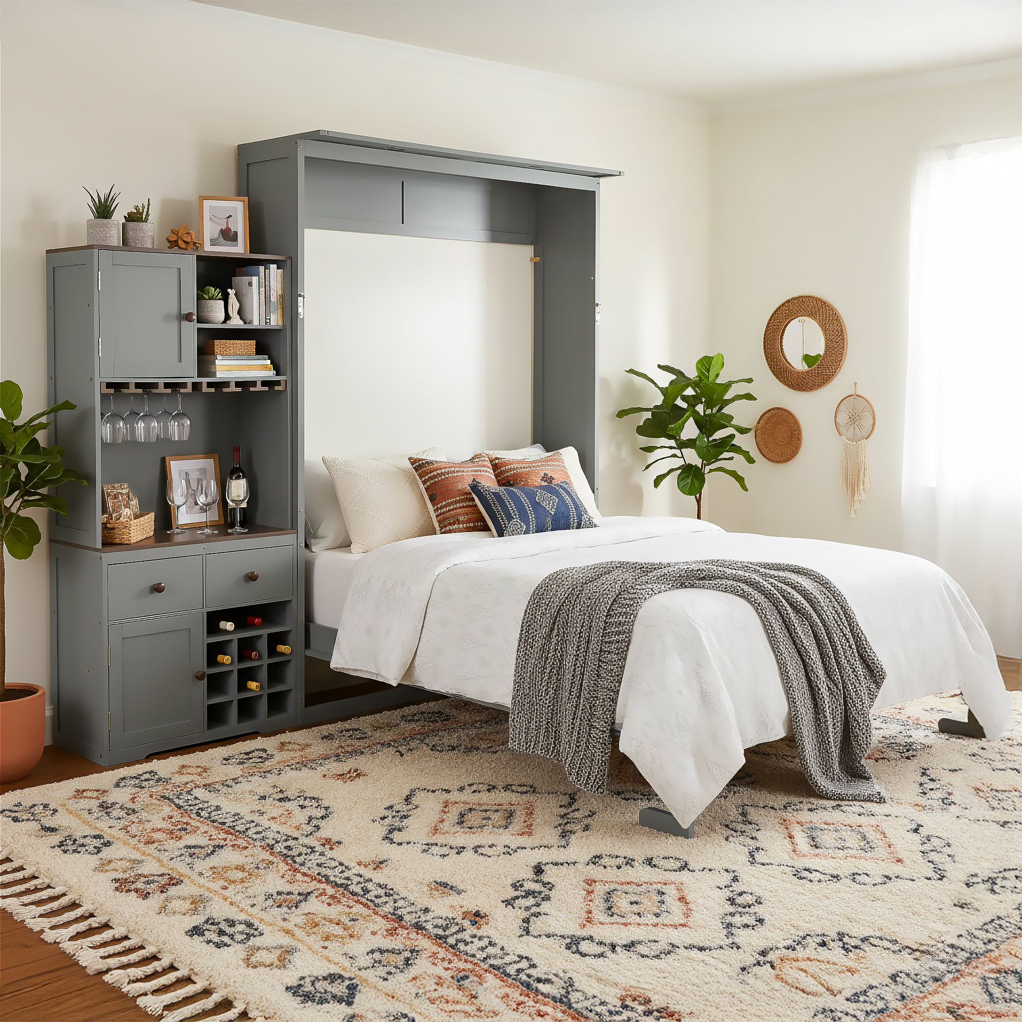 Corrigan Studio® Queen Murphy Bed With Built-In Pantry | Wayfair