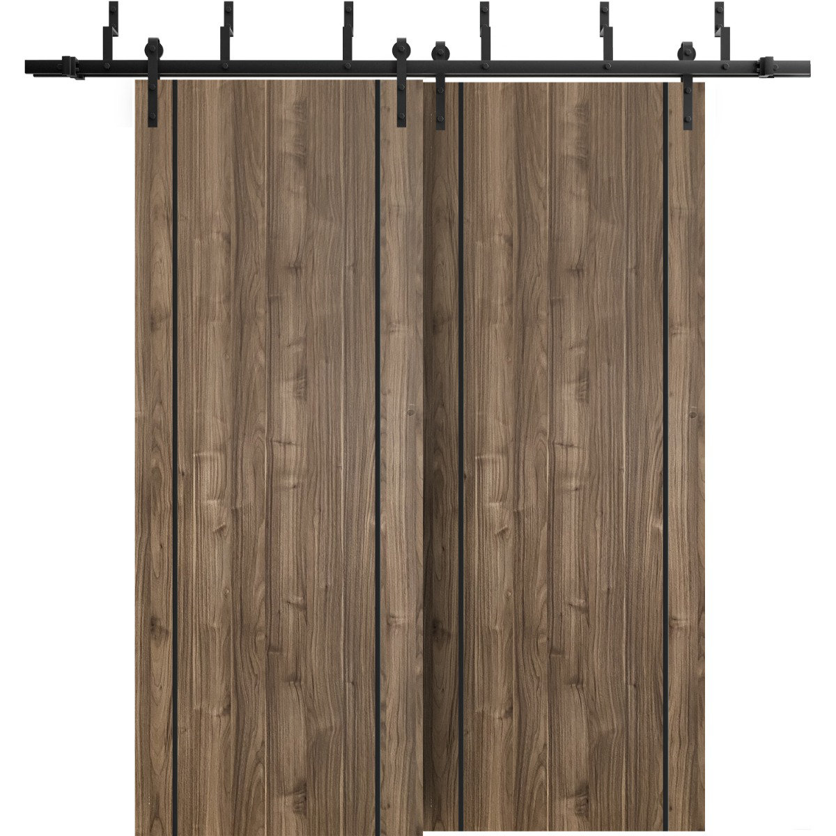 SARTODOORS Solid Manufactured Wood Panelled Wood Finish Barn Door ...