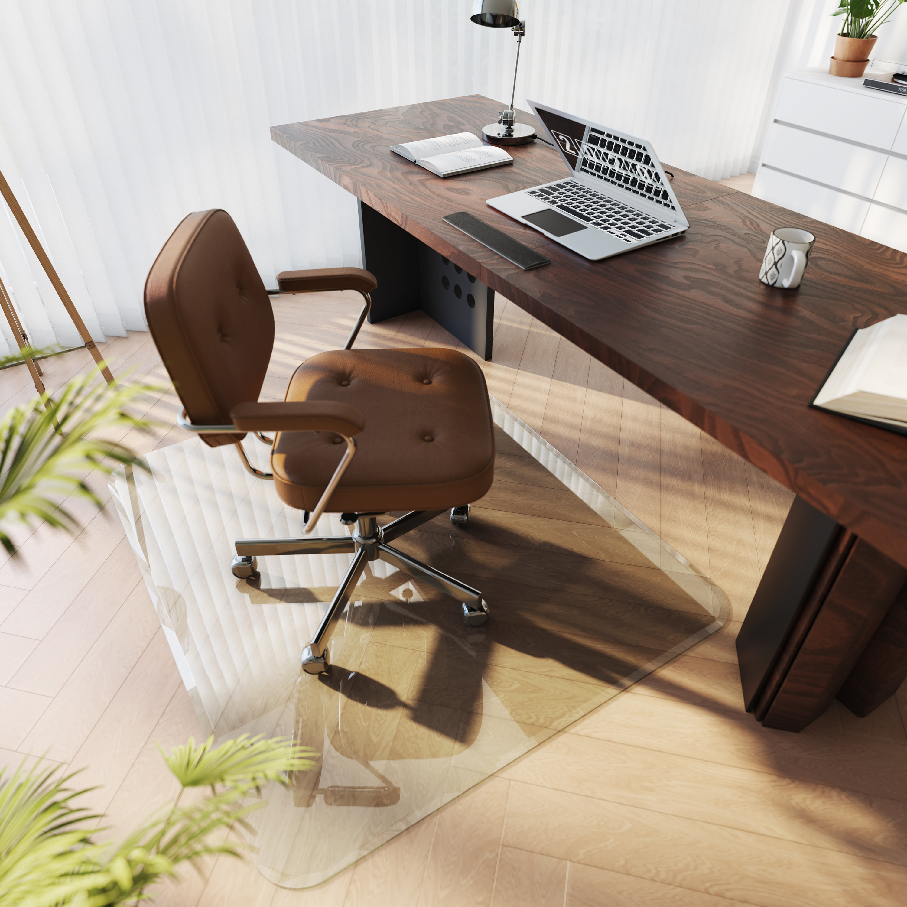 CHIC MODE Premium Tempered Glass Chair Mat With Exclusive Beveled Edge ...