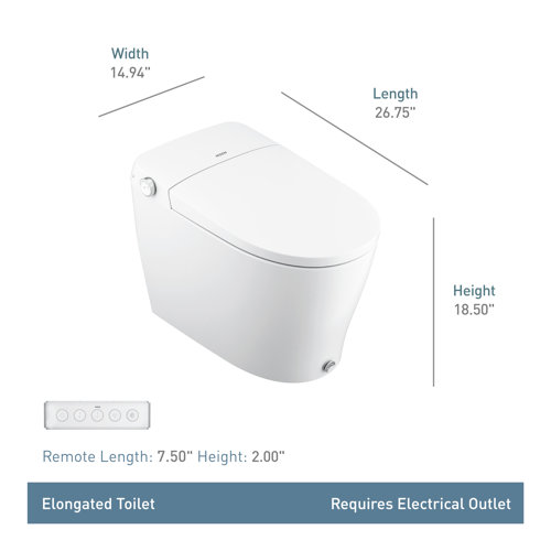 Moen 5-Series Electronic Toilet with Elongated Seat and Remote ...